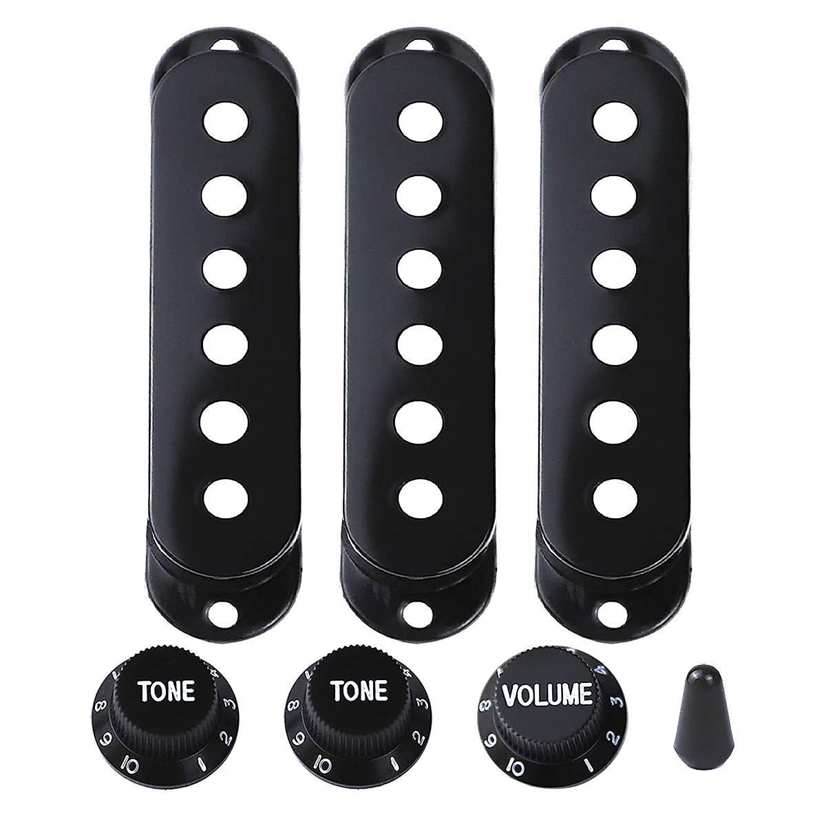 Yootones Guitar Pickup Cover Volume Single Coil Tone Knobs Selector Switch Tip Compatible with Stratocaster Strat Electric Fender Guitar Pickup (Black)
