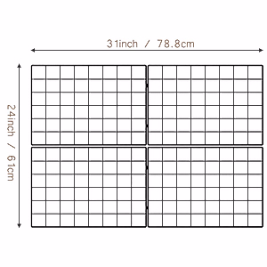 Kakivan Wire Wall Grid Panel for Photo Display, DIY Iron Picture Frames Collage For Hanging Wall Decor, Foldable Multi Pictures Organizer with 12 Clips, 28'' X 22'' Inch.(2 Pack)