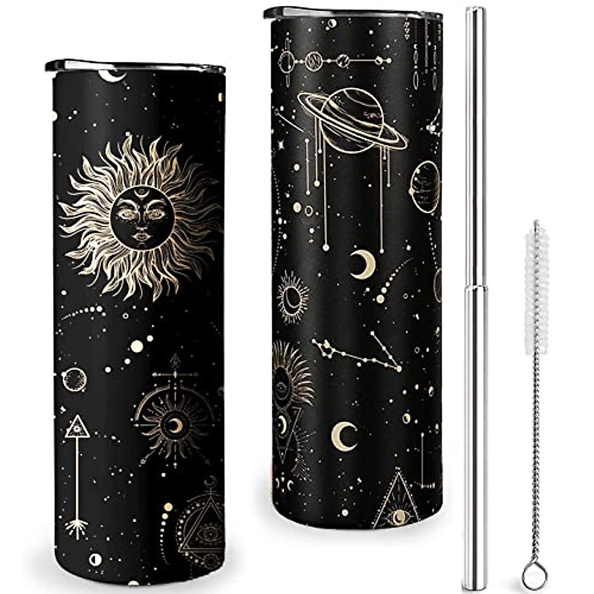 Ceovfoi Goth Moon Tumbler with Lid and Straw, Sun and Moon Cup Gothic Coffee Travel Mug,20 Oz Witch Tumbler Cup,Witchy Gifts for Women Goth Decor Halloween Decor Witch Stuff for Women