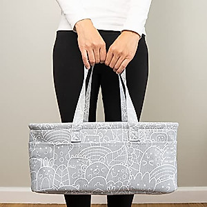 Baby Diaper Caddy Organizer Basket for Nursery Changing Table - Car Storage Bin Tote Bag for Nappy, Diapers, and Wipes - Newborn Registry Shower Gift for Girl and Boy Must Haves - Travel Bin (Gray)