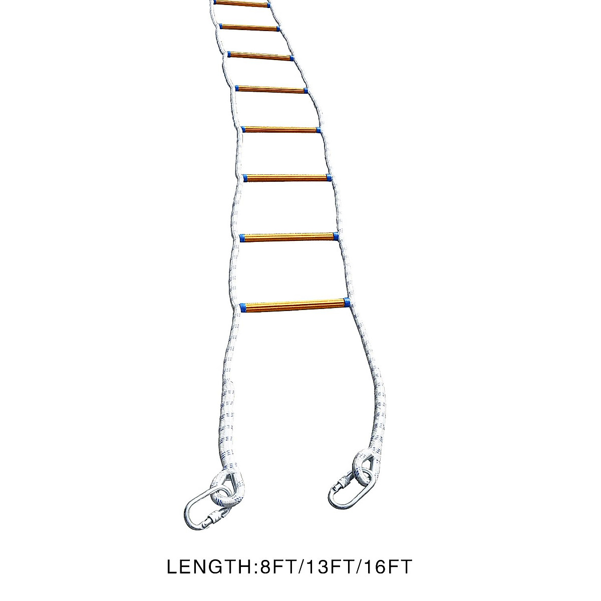 JIUXQT Fire Escape Ladder for 2 Story 13FT Safety Balcony Rope Ladder with Hooks Home Window Balcony Railing Tree House