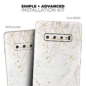 DesignSkinz Karamfila Watercolor & Gold V5 Protective Vinyl Decal Wrap Skin Cover Compatible with The Samsung Galaxy S20 (Screen Trim & Back Glass Skin)