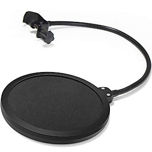 Tzong Microphone Pop Filter Mask Shield For Any Other Microphone, Dual Layered Wind Pop Screen With A Flexible 360° Gooseneck Clip Stabilizing Arm