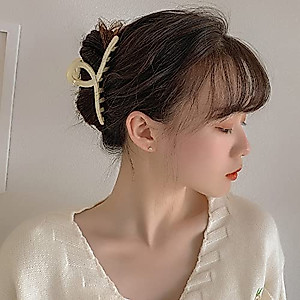 6Pcs Big Hair Claw Clips Nonslip Large Clip for Women Thin Cute Jaw Claws Barrettes Ponytail Holder Accessories,White