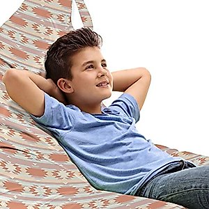 Lunarable Ethnic Lounger Chair Bag, Pastel Colored Traditional Geometric Native Aztec Style Zigzag Motifs, High Capacity Storage with Handle Container, Lounger Size, Pale Rust Blush and Beige