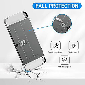 RHOTALL Clear Case for Nintendo Switch OLED, Removable Back Plate Protective Skin for Switch OLED, Hard Cover Detachable Plate for Switch OLED Bracket