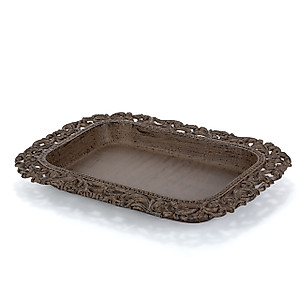 Cream Ceramic Butter Dish with Metal Work in Acanthus Leaf Design