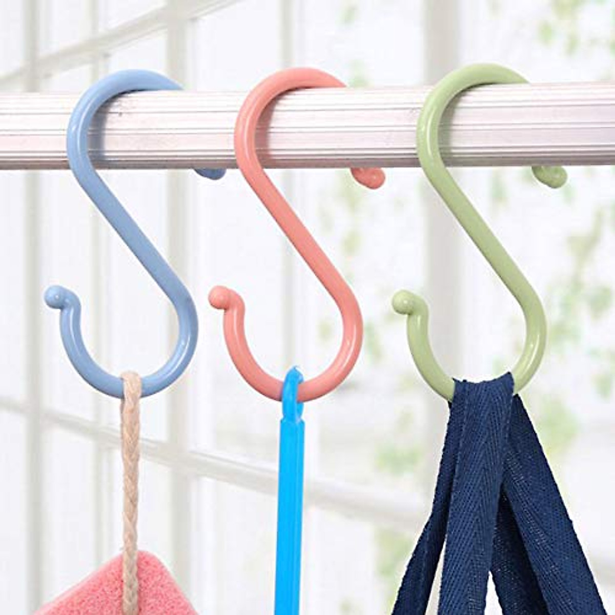 YITAQI S Hooks,Portable Multi-Purpose Storage Rack Door Scarf Hat Hanging S-Shaped Hook Clothes Hanger Organizer Key Holder(4Pcs Blue L)