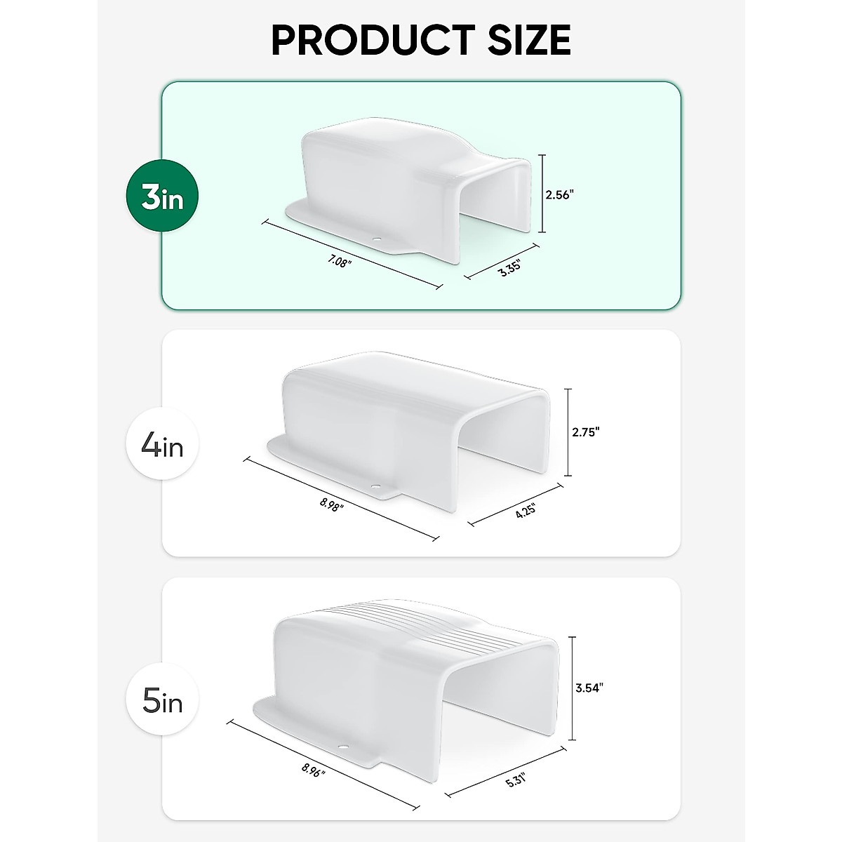 Plusluck 3" Entry Wall Cover Line Cover Set Parts PVC Accessory for Decorative for Ductless Mini Split, Central AC and Heat Pumps