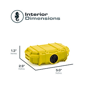 Seahorse 52 Waterproof Dry Box Hard Protective Micro Case - Mil Spec/USA Made / IP67 Waterproof/Lockable/Airtight - for Earbuds, PLB, IEM, Small Medical Devices, Portable (Rubber Boot)