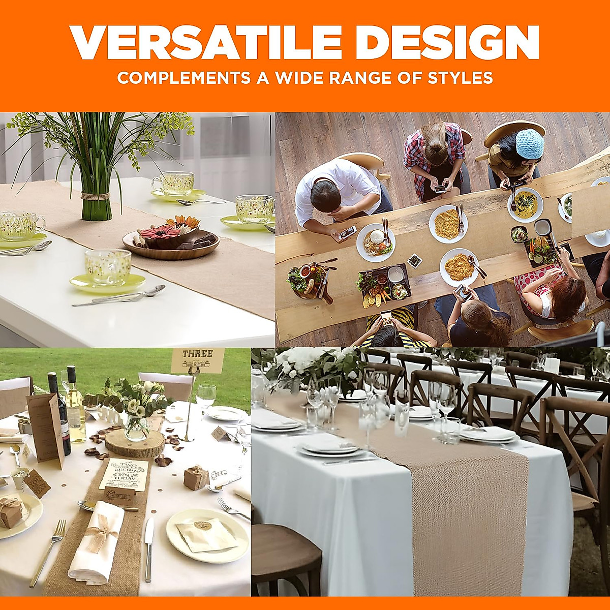 JAKSUZ Burlap Table Runners- {12inx10yards}- Burlap Cloth Roll Used for Dining Runners, Crafts, Dresser Cover & Sackcloth - Natural Jute Runner Suitable for Event Decor, Thanksgiving Table & Weddings