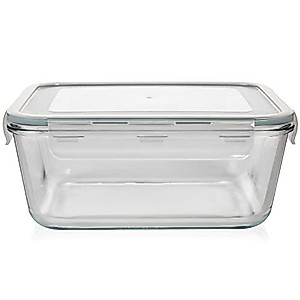 2700ML / 91.3oz X-LARGE Glass Food Storage Container with Locking Lid Ideal for Storing food, Vegetables & Fruits. Baking, Casserole, Roasting & lot more - BPA Free Leak Proof - Fridge to Oven Safe - Clear