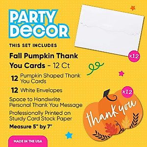 Big Dot of Happiness Fall Pumpkin - Thanksgiving Thank You Cards - Halloween Thank You Cards - Pumpkin Cutouts Cards - Pumpkin Thank You Cards- Thank You Cards with Envelopes - Set of 12