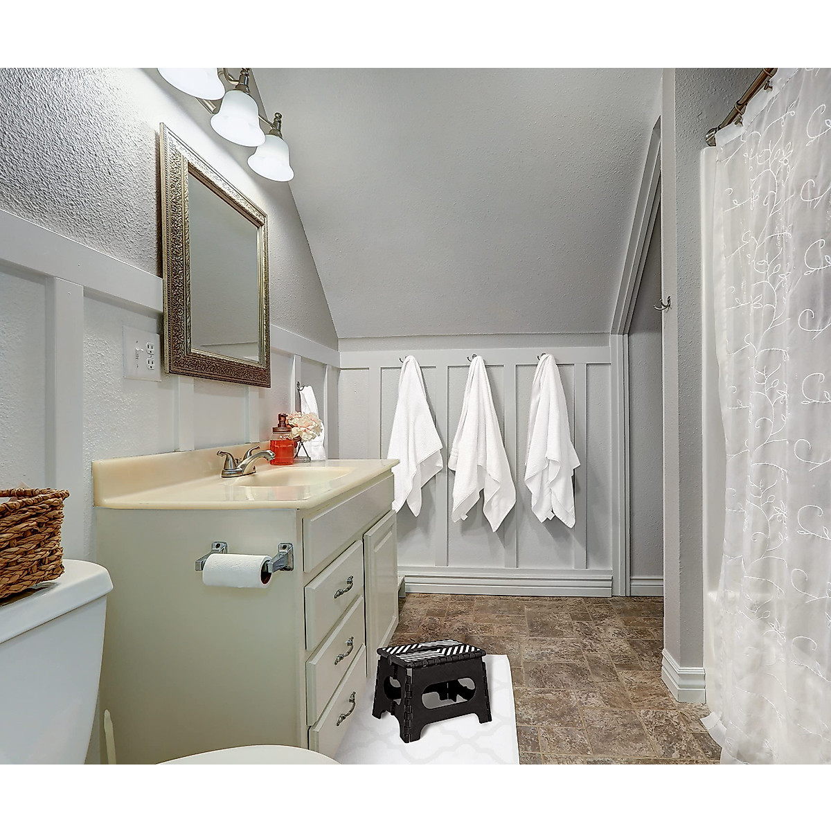 Simplify Folding Step Stool-Lightweight, Sturdy and Safe, Carrying Handle, Easy to Open, for Kitchen, Bathroom, Bedroom, Kids or Adults