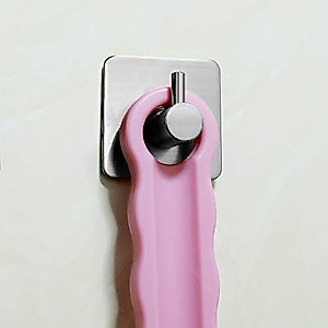 mxtechnic Self Adhesive Hook Stick on Wall 304 Stainless Steel Polished Hanging Clothes Coat Hat Hooks and Strong Heavy Duty Metal Super Power Hooks Storage Organizer (10 Pack) (Hooks Sliver 4 Pack)