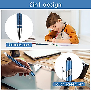 TIESOME 5 Pieces Ballpoint Pen with Stylus Tip, 2 in 1 Stylus Pens Stylish Pen, 0.5 mm Black Ink Retractable Ballpoint Pen, Metal Stylus Pen for Touch Screens School Office Gift Supplies