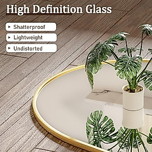 VooBang Oversized Full Length Mirror, 71" x 30" Arch Floor Mirror with Stand, Aluminum Alloy Frame Full Body Mirror for Bedroom Bathroom Living Room Decor, Gold