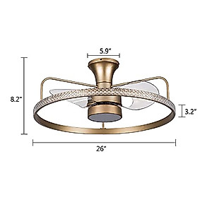 HAPPCUCOE 26" Ceiling Fan Crystal Chandelier Modern Ceiling Fan Light Pendant Lamp Fixture Indoor w/Light 3-Color Dimmable LED Chandelier Remote Control 3-Speed Bedroom Living Room