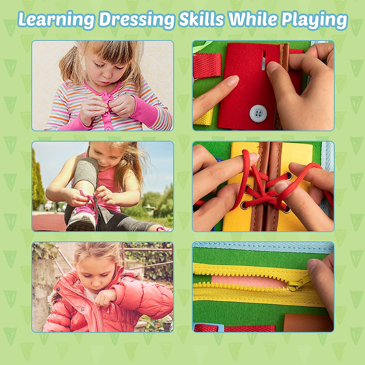 Ancistro Busy Board, Montessori Toys for 1 2 3 4 Years Old, Sensory Toys, Girls & Boys Preschool Toddler Activities Educational / Travel Toys for Fine Basic Dress Motor Skills