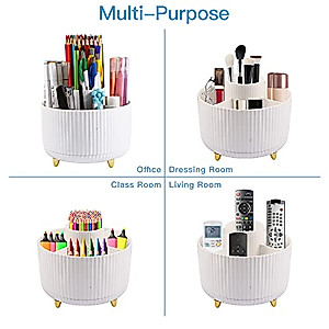 WNING Pen Holder for Desk, Pencil Holder,5 Slots 360° Degree Rotating Desk Organizers and Accessories, Cute Pen Cup Pot for Office, School, Home, Art Supply (white)