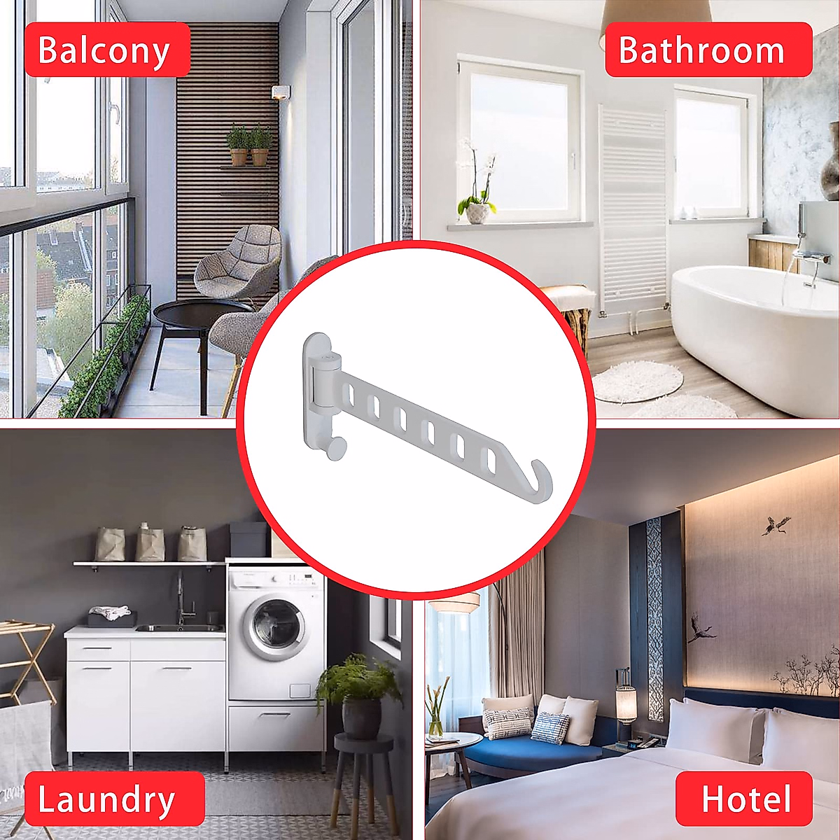 JOOM Laundry Drying Rack Wall Mounted Clothes Drying Rack Clothes Hanger White 2 Pack