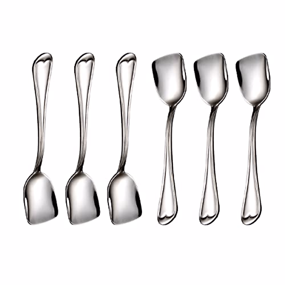 Ice Cream Spoons, Shovel Spoons, 18/10 Stainless Steel Spoons set of 6, Dessert Spoons 6.0-inch, Silver