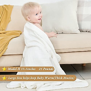 HardNok Muslin Baby Blanket 6 Layer Pure Cotton Receiving Blankets, Breathable and Lightweight, Super Soft Multi-use Blanket for Boys and Girls in All Seasons.(White)…