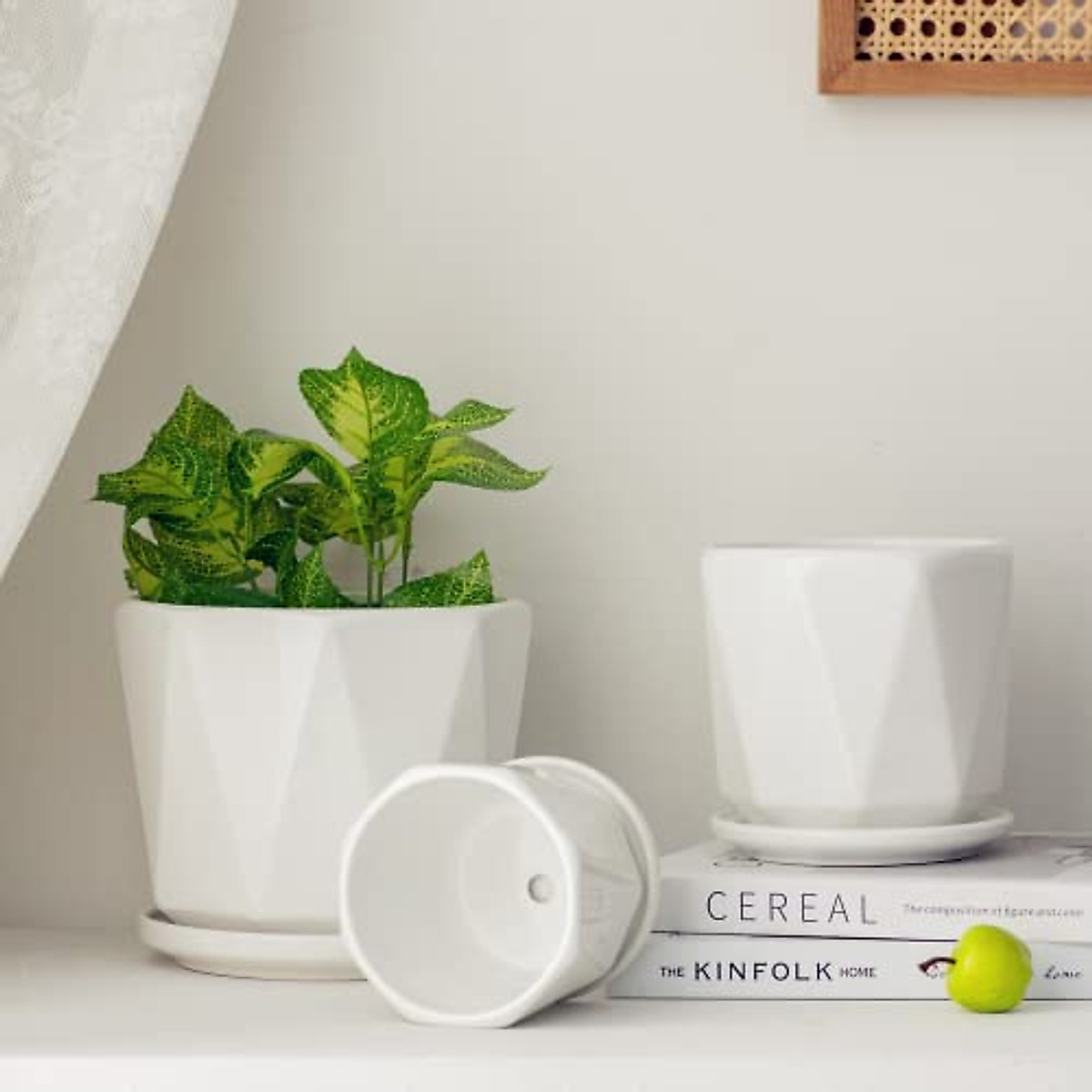 Modern Octagon Ceramic Plant Pots Set - Stylish Indoor & Outdoor Planters