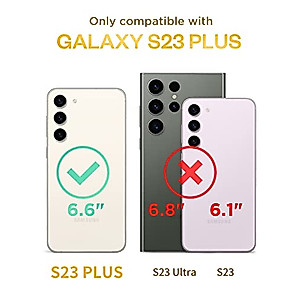 GVIEWIN Compatible with Samsung Galaxy S23 Plus Case with Screen Protector+Camera Lens Protector, Slim Shockproof Clear Floral Pattern Phone Protective Cover for Women 6.6" (Cherry Blossoms/Purple)