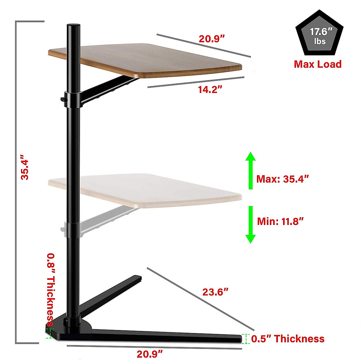 MagicHold Floor Stand for Laptop Aluminum Height Adjustable Table for Bed Sofa,Compatible with MacBook,Laptop Notebook,Tablets,iPad, Projector Camera