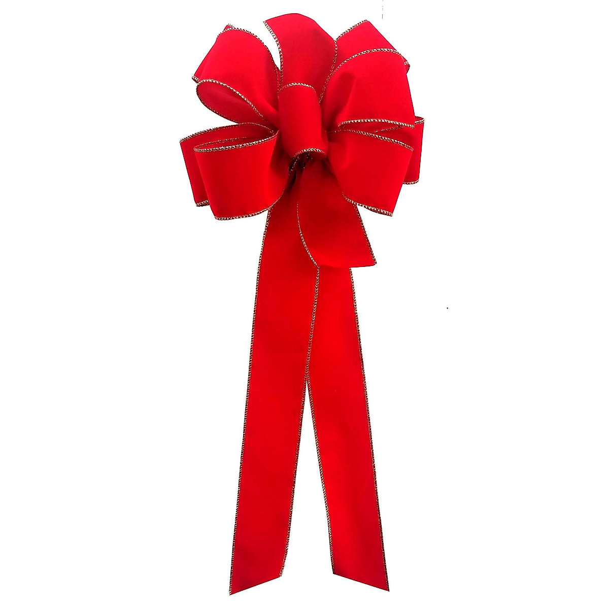 12-Pack Christmas Bows | Premium Handmade with 2.5" Red Velvet Gold Wired Edge Ribbon | Fluffy Not Flat | Indoor Outdoor Handmade Wreath Bows | The Handmade Bow