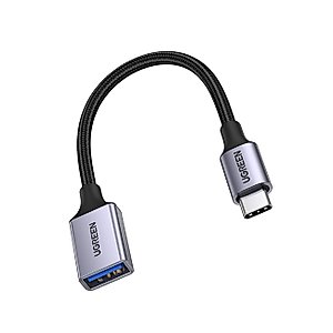 UGREEN USB C to USB A 3.2 Adapter,USB C Male to USB Female Adapter Nylon Braid,Type C OTG Cable Compatible with iPhone 16 15 Pro, Samsung S23 Ultra, MacBook Pro 2022, MacBook Air/Mini,iPad