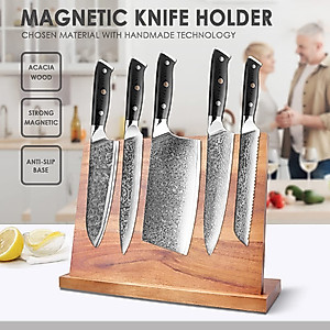KEENZO Magnetic Knife Block 12"- Holds 10+ Knives, Double-Sided Magnetic Knives Holder with Powerful Magnet & Non-slip base for Home Kitchen Multifunction Cutlery Stand and Storage Rack Without Knives