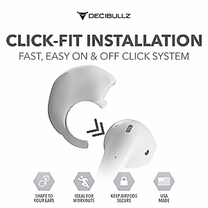 Decibullz Custom Moldable Covers and Ear Hooks, Universal Earbuds Accessory, Compatible with Apple AirPods(r) and EarPods
