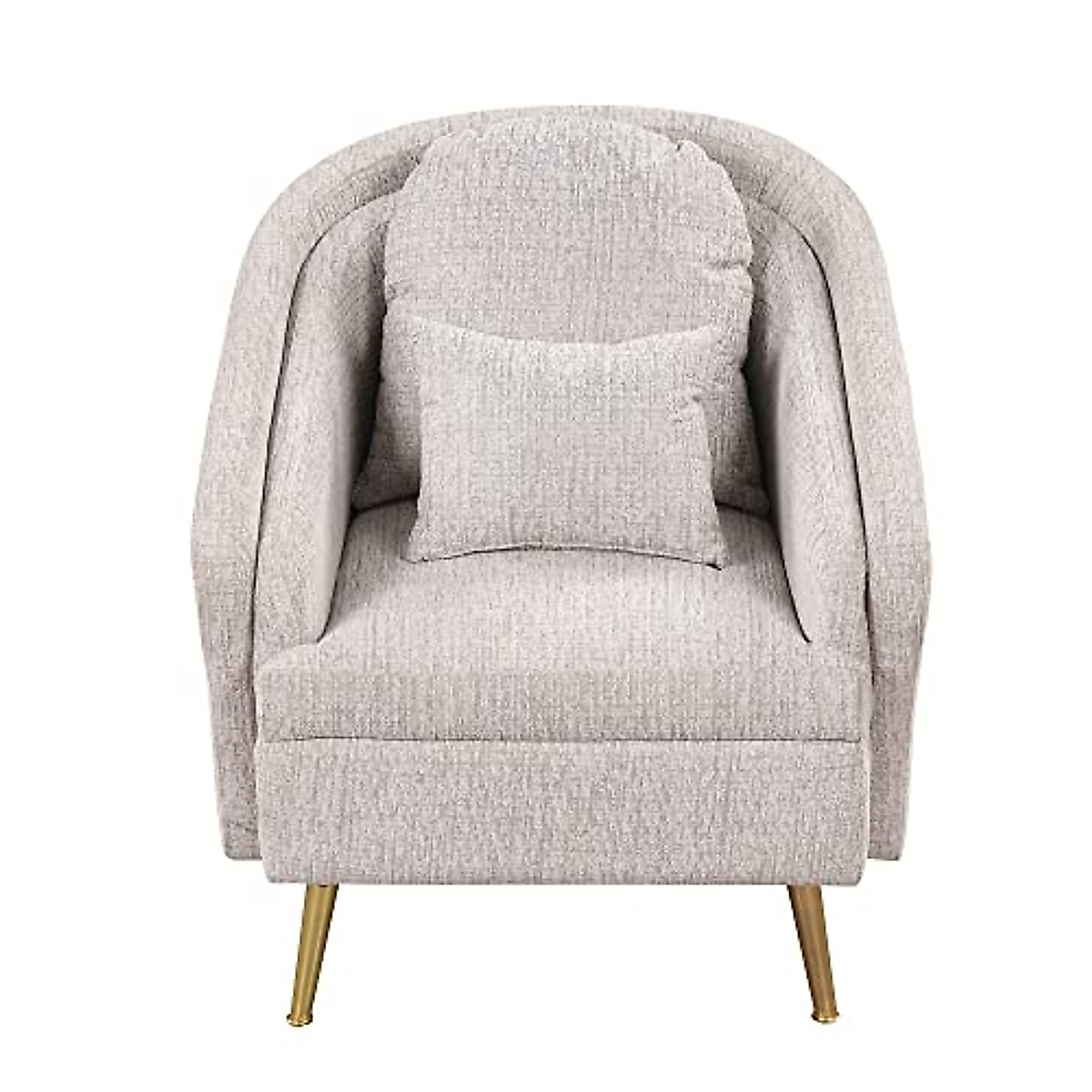 Goohome Mid Century Modern Accent Chair Single Sofa Comfy Upholstered Armchair Living Room Furniture, ReadingChair with Lumbar Pillow and Metal Legs for Bedroom, Lounge