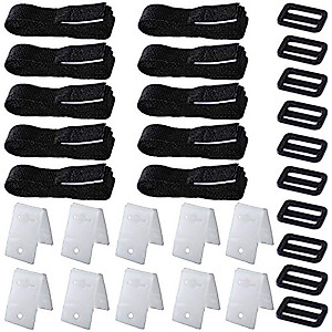 Gekufa Pool Cover Straps, Solar Cover Reel Strap kit for In-Ground Swimming Pools, Including 10 Nylon Straps with Hoop and Loop Tapes, 10 Fastener Plates, 10 Buckles