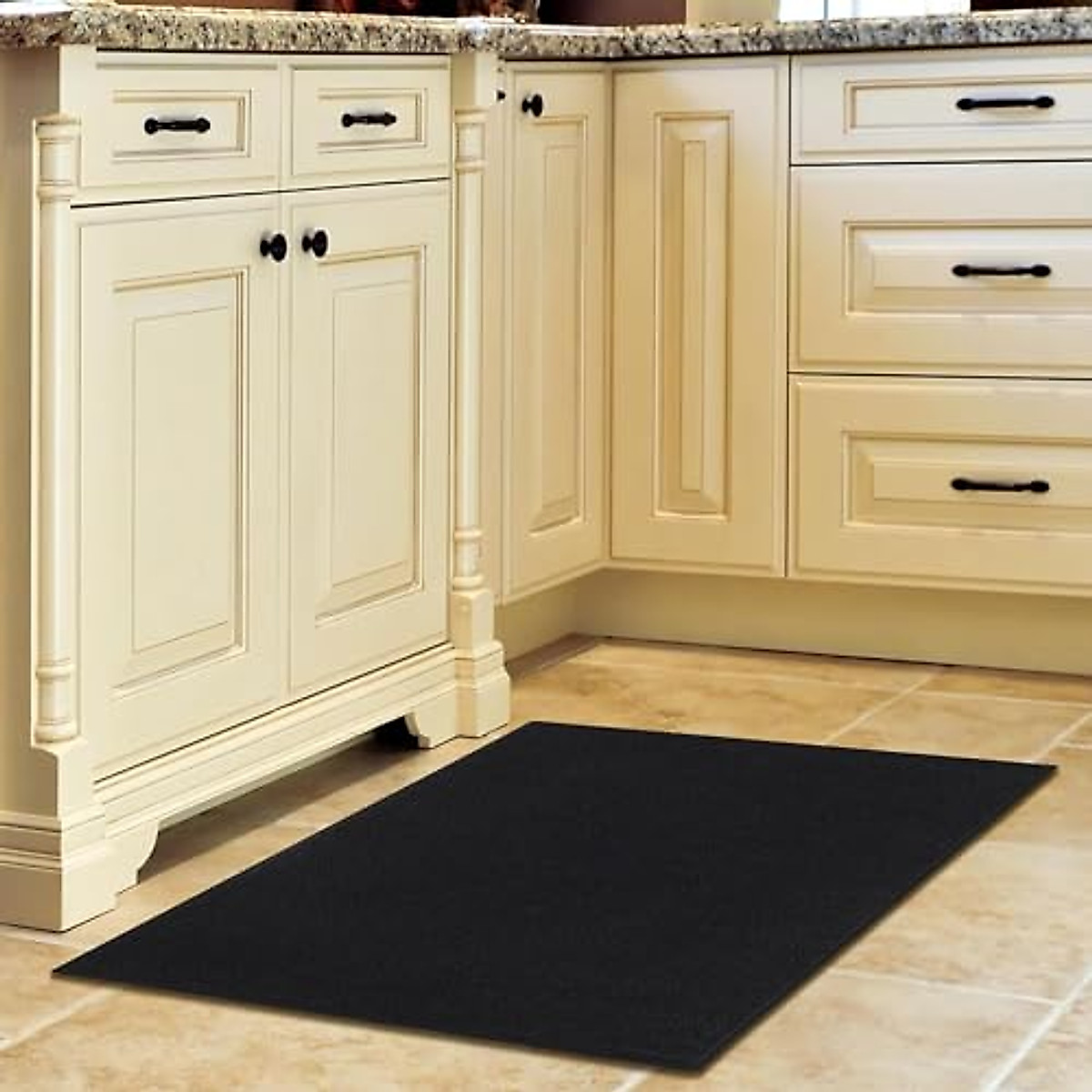 Ottomanson Ottohome Collection Non-Slip Rubberback Modern Solid Design 2x3 Indoor Area Rug/Entryway Mat, 2'3" x 3', Black