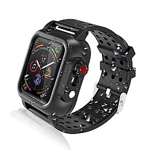 Realproof Waterproof Case for Apple Watch Series SE | SE2 | 6 | 5 | 4 44MM with 3PCS Premium Soft Silicone Band, Dropproof Shockproof Resistant Rugged Protective iWatch Case Bulit-in Screen Protector