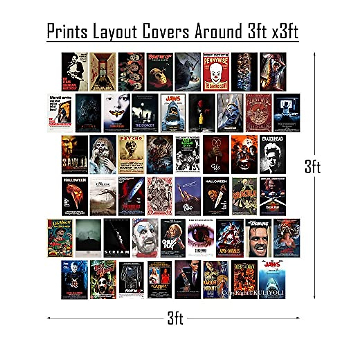 50PCS Horror Movie Poster Wall Collage Kit - Vintage Film Decor
