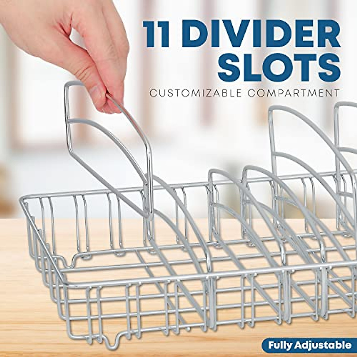 Baflan Food Container Lid Organizer - Lid Storage Holder, Large, Chrome