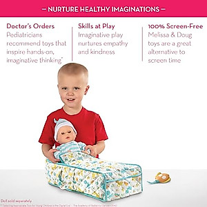 Melissa & Doug Mine to Love Bassinet Play Set Portable Carrier for Dolls with Crinkle Toy, for 3+ years, Nursery Rhyme Book