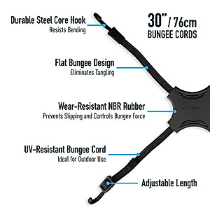 STAPLL Tack Strap – 4-Way Flat Bungee Cord with Rubber Pad Grip, Non-Slip Tie Down Straps for Motorcycle, ATV, Kayak, Cycling, Camping, Truck Storage, Adjustable Bungee Cords - 2 Pack (Orange)