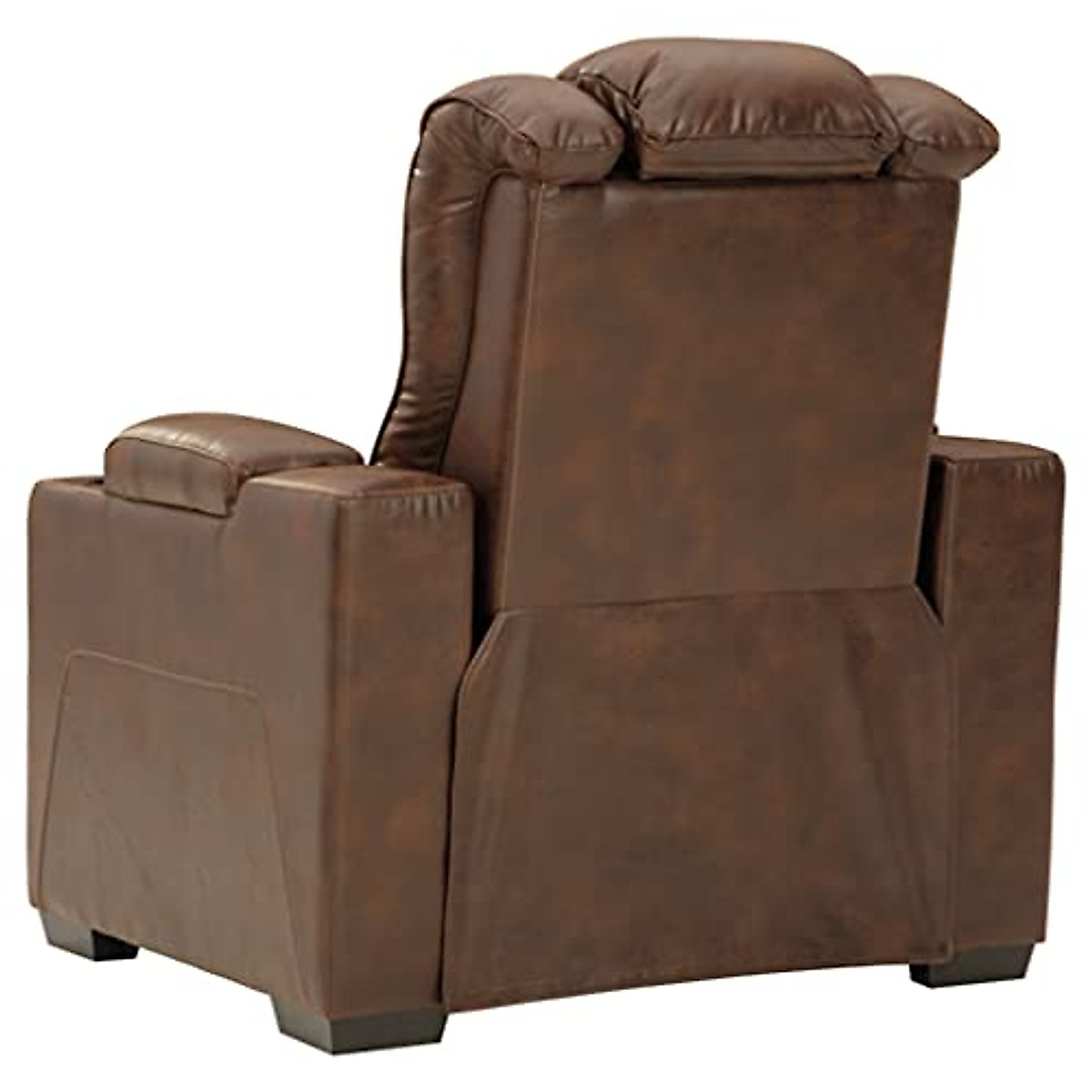 Signature Design by Ashley Owner's Box Faux Leather Power Recliner with Adjustable Headrest, Brown