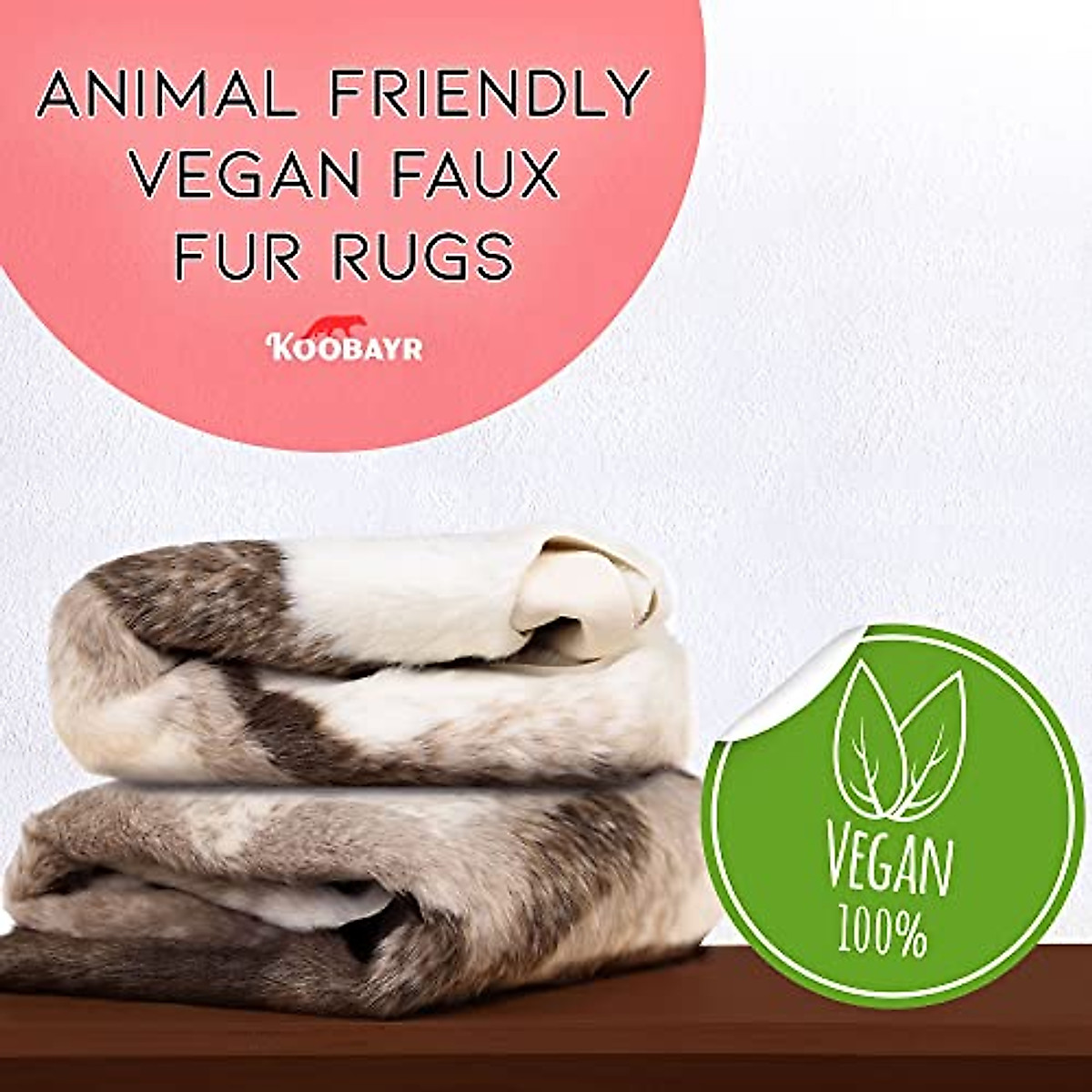 KOOBAYR Faux Cowhide Rug 5x6 feet - Cow Print Rug - Synthetic Cowhide and Western Decor Rug - Cow Rugs for Living Room Bedroom & Office Machine Washable Rug