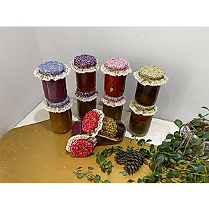 10 Pieces Elastic Jar Cover Cloth - 100% Cotton Jar Cover Cloth - Stretchy Colorful (Red,Blue,Yellow,Pink,Green) Flowered Pattern - Breathable Fermentation Lid Bowl - Reusable Elastic Cloth Jar Covers