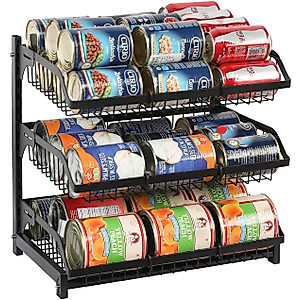 Yuyetuyo 3-Tier Can Rack Organizer for 54 Cans,Stacking Can Dispensers for Kitchen Cabinet Pantry Countertop,Stackable and Height Adjustable Can Rack Organizer with Adjustable Dividers