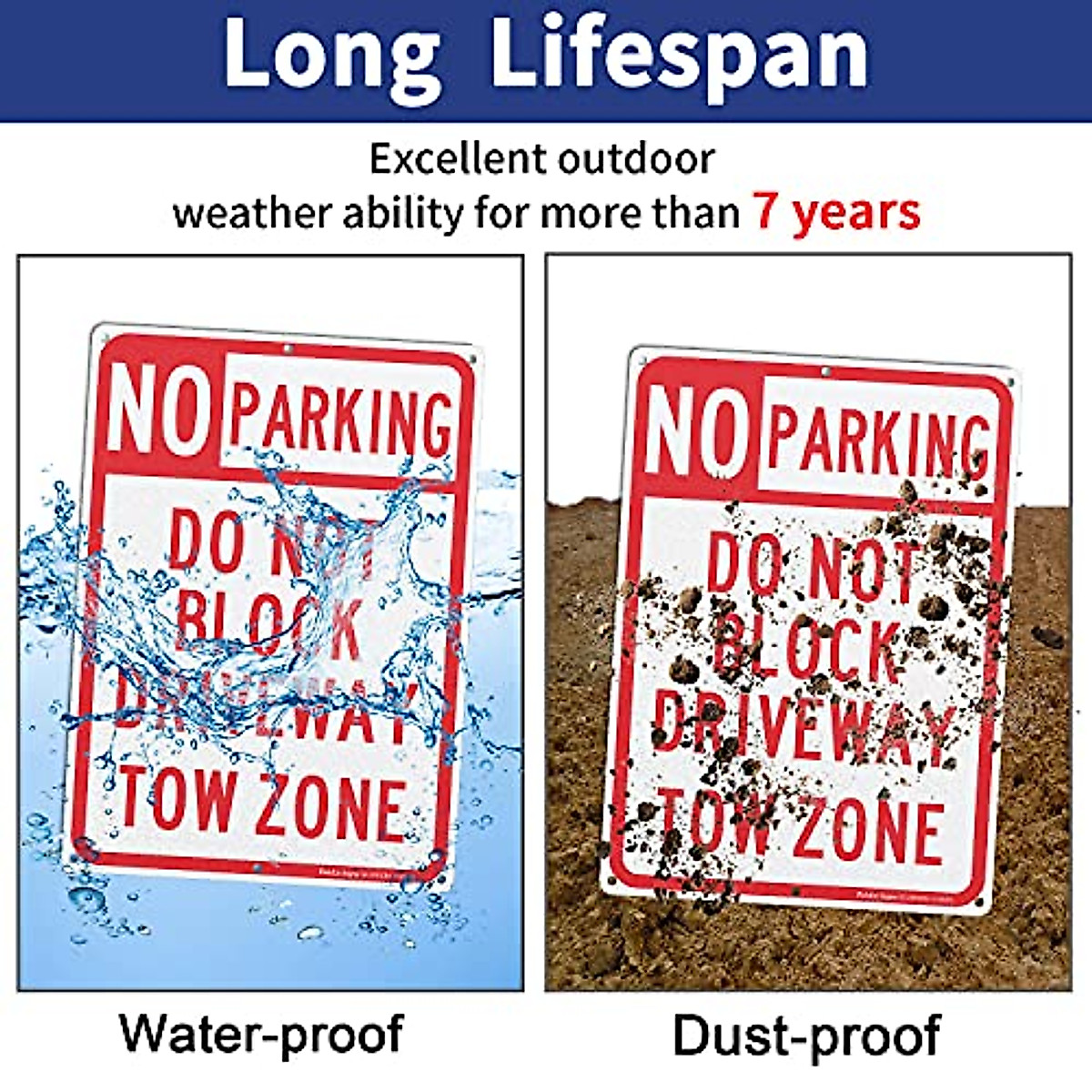 No Parking Sign, Do Not Block Driveway Sign, Tow Zone, Reflective .40 Rust Free Aluminum 14 x 10 Inches, UV Protected, Weather Resistant, Waterproof, Durable Ink，Easy to Mount