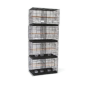 Flyline Lot of 4 Breeding Bird Carrier Cage with Dividor 30 x 18 x18 for Parakeet Canary Finch Loverbird (Black)