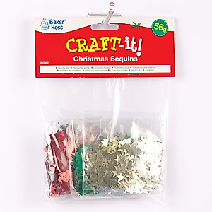 Baker Ross Christmas Sequins Value Pack — Kids' Crafts and Art Projects, Cards, Party Bags, and Decorations (56g)