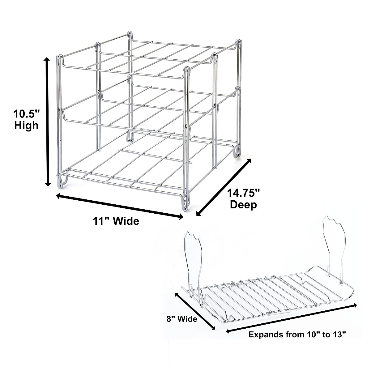 Kovot 3-Tier Oven Rack & Turkey Lifter Roasting Rack | Space Saving Collapsible Oven Rack For Multiple Roasting And Baking Tasks | Includes (1) Oven Rack & (1) Expandable Roasting Rack, Turkey Lifter